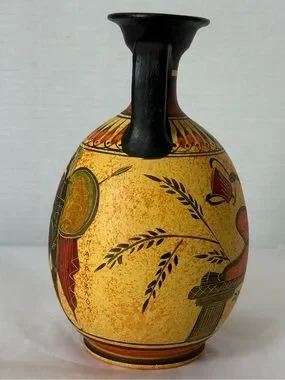 Art | Grecian Style Ceramic Vase Handpainted Yellow And Black Deities ...